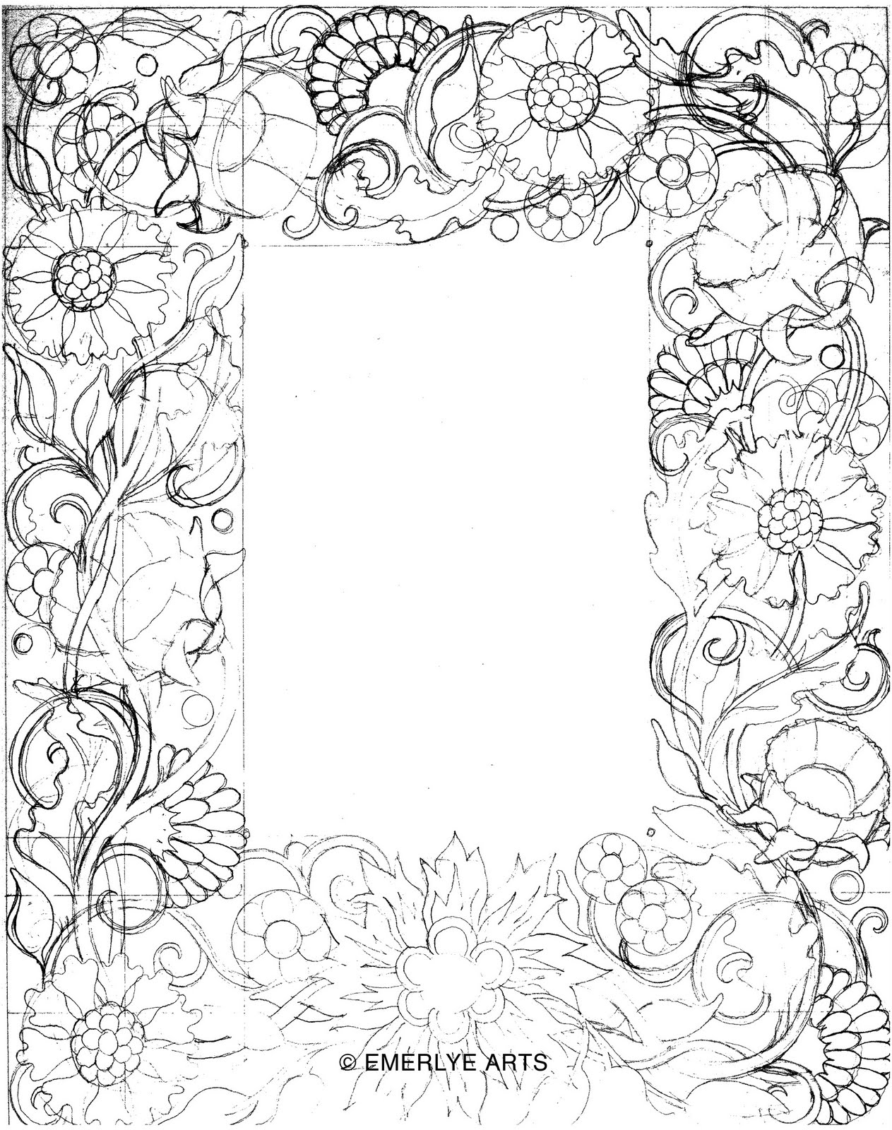 Simple Flower Designs For Pencil Drawing Borders Simple Line Drawing Of Turkish Floral 