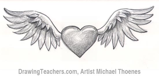 How To Draw A Heart With Wings Cliparts co